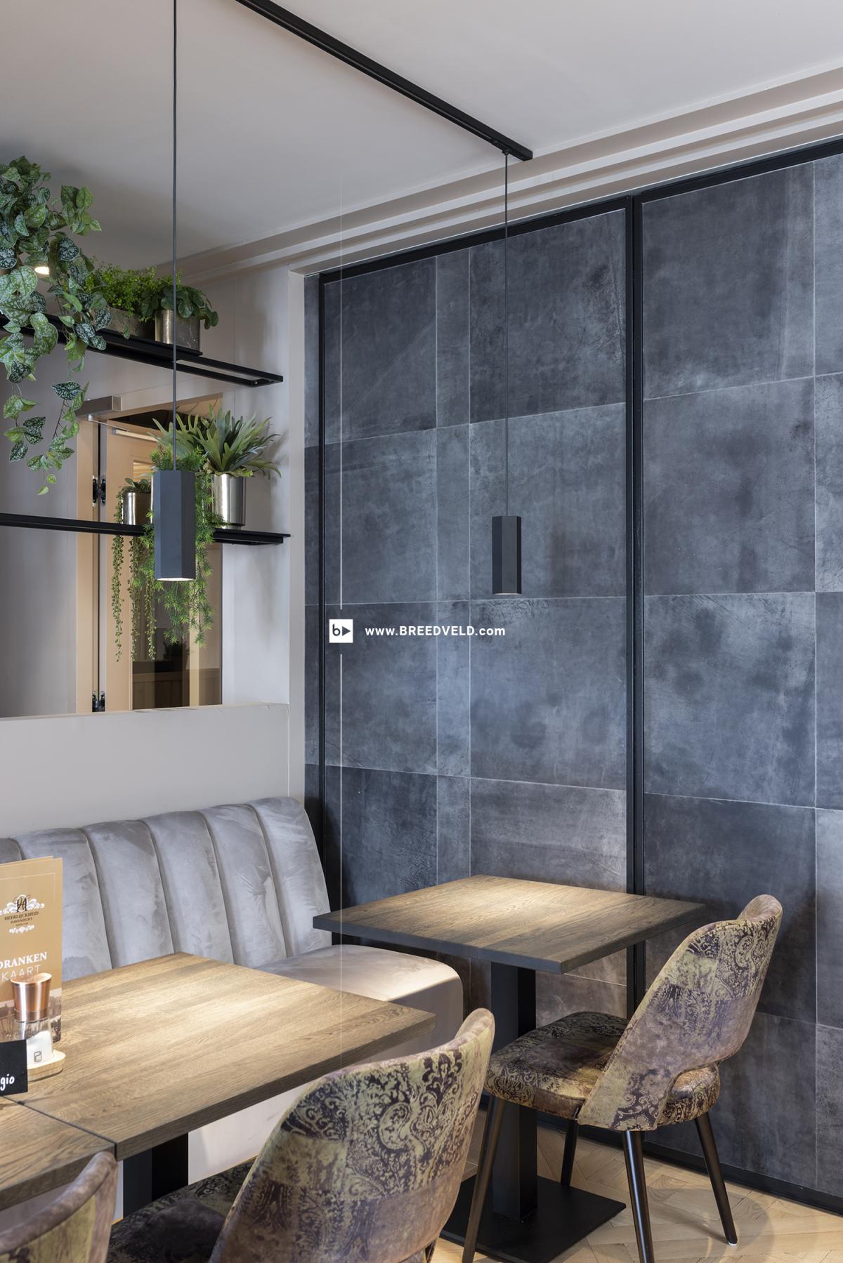 BREEDVELD paneelwand P110, mobiele wand met leer afwerking - BREEDVELD